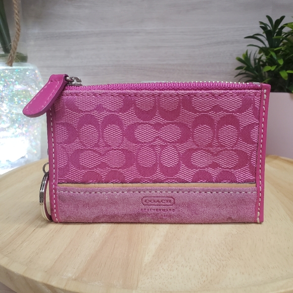 Coach | Accessories | Mini Coach Key Case In Signature Canvas Fuchsia ...